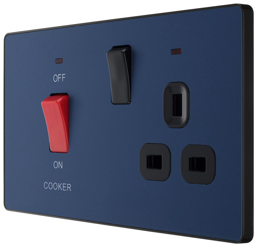 BG PCDDB70B Matt Blue Evolve 45A 2 Pole Cooker Control Unit 13A ...