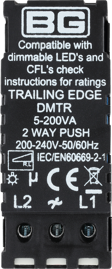 BG DMTR Trailing Edge LED Dimmer Module 2 Way Push On/Off Replacement ...