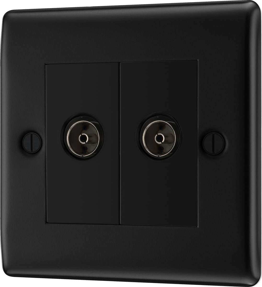 BG NFB63 Nexus Metal Matt Black Isolated Double TV Aerial Socket ...