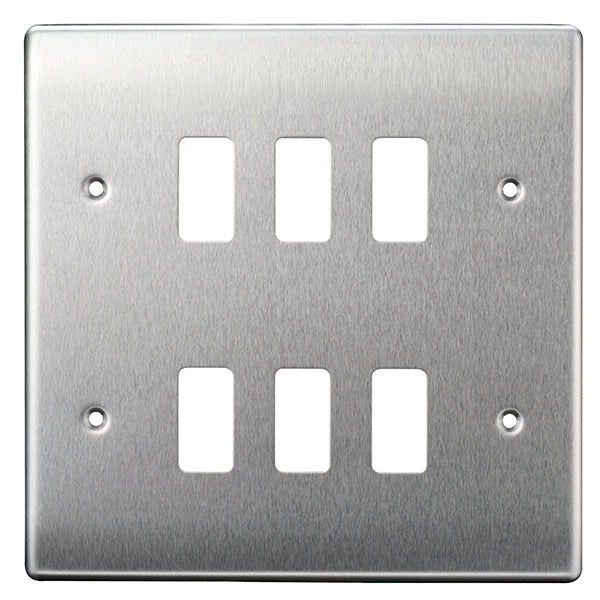 BG GNBS6 Nexus Grid Brushed Steel 6 Module Front Plate – The Electrical ...