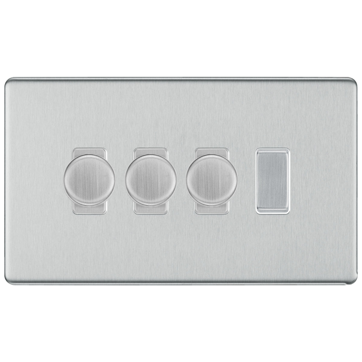 BG Brushed Steel Screwless Flat Plate 4 Gang Light Switch 3x Trailing ...