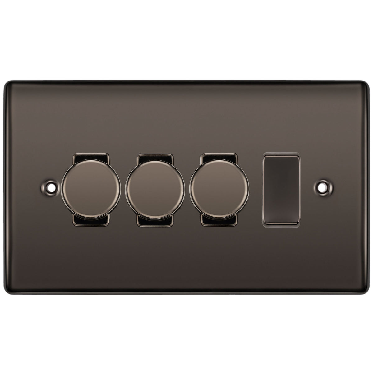 BG Black Nickel 4 Gang Light Switch 3x Trailing Edge LED Dimmer 1x 2 ...