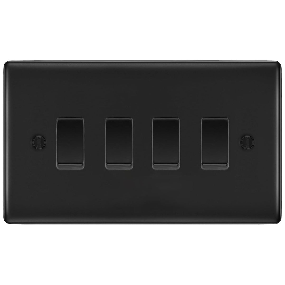 BG Matt Black 4 Gang Switch 2x Intermediate 2x 2 Way Light Switch ...