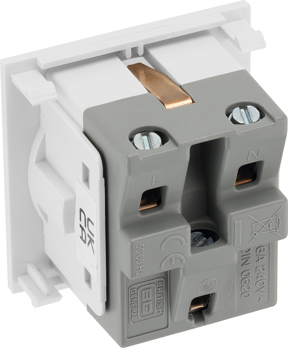 BG EMSCHSW Euro Module 16A Schuko Unswitched Socket - White – The ...