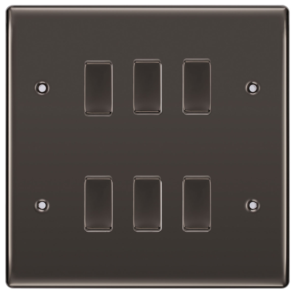 BG Black Nickel 6 Gang 2 Way Custom Grid Light Switch with Back Box ...