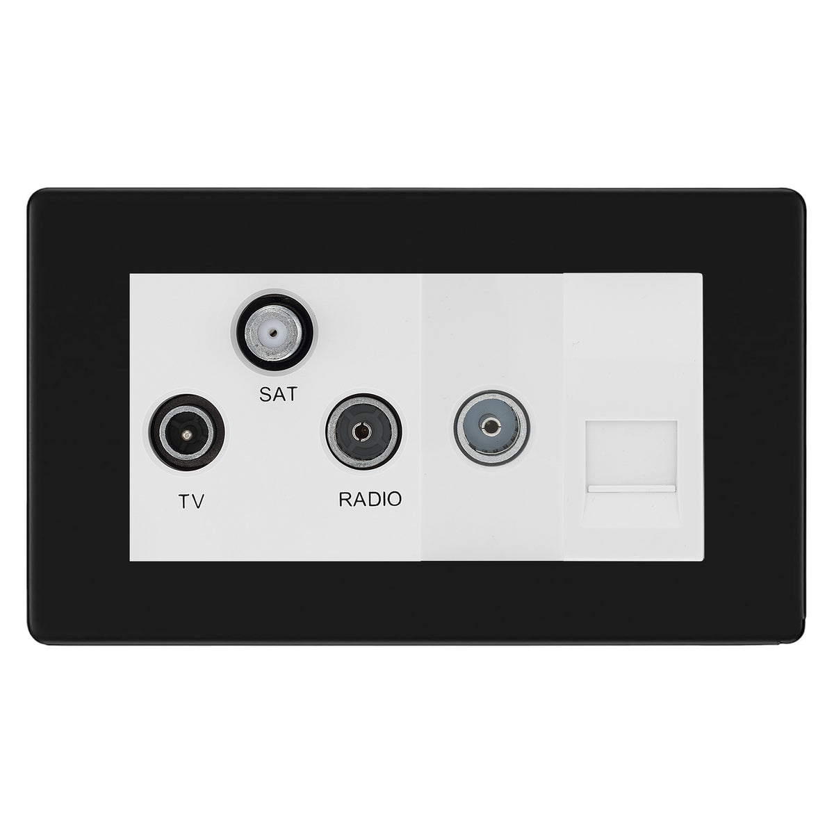 BG Screwless Matt Black TV/FM/SAT + Return & 1 Gang Tel - Screened ...