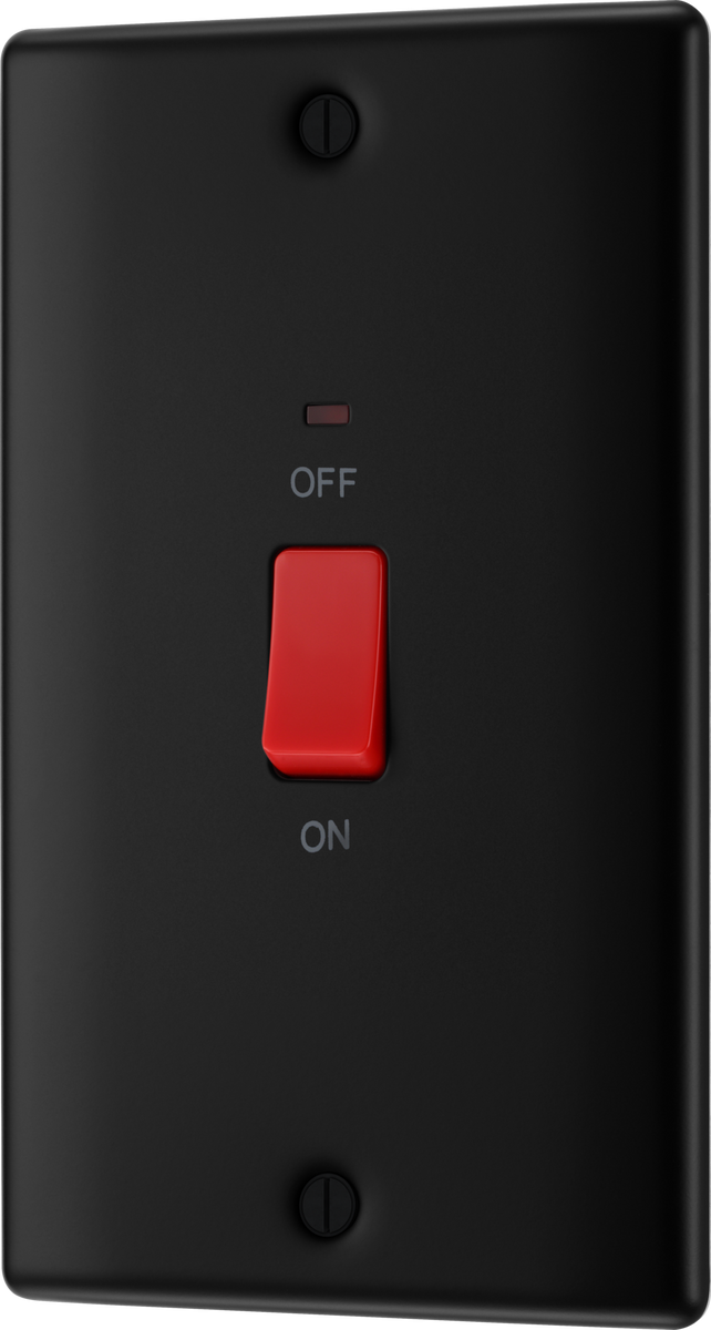 BG NFB72 Nexus Metal Matt Black 2 Gang Vertical 45A Neon Cooker Switch ...