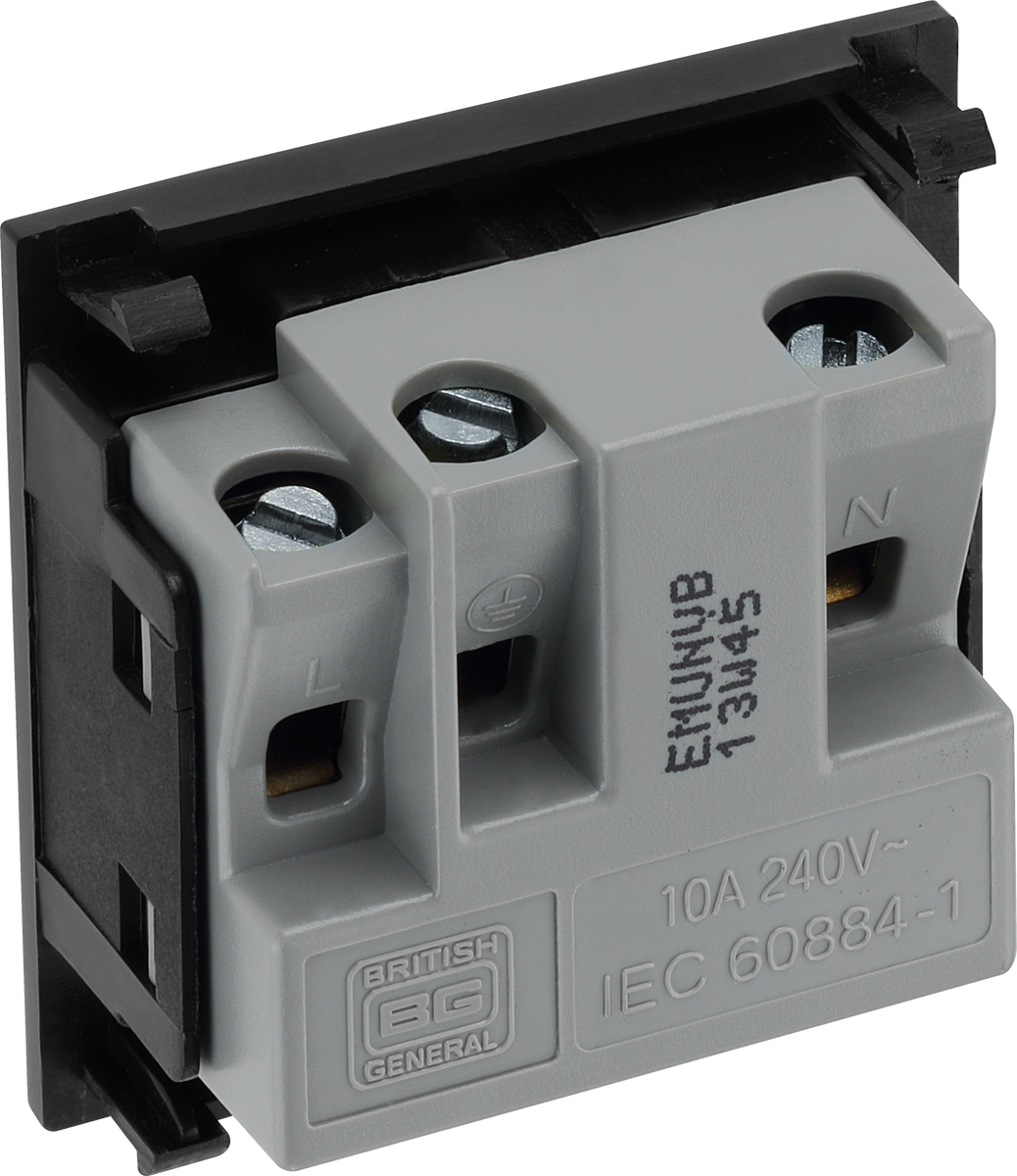 BG EMUNVB Euro Module Universal Unswitched Socket - Black – The ...