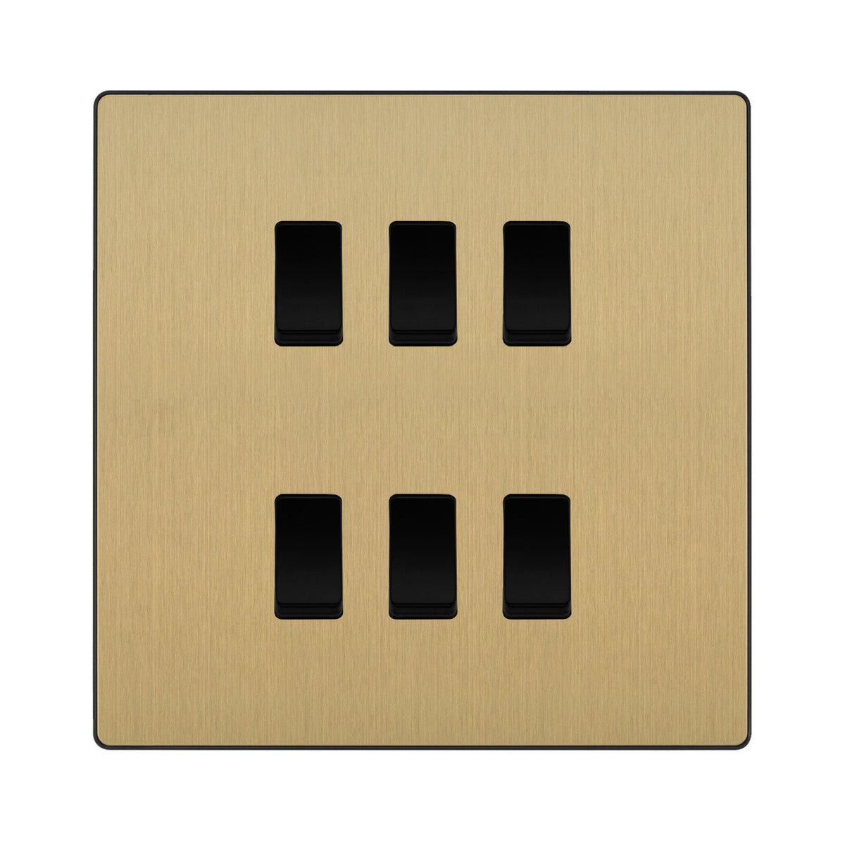 BG Evolve Satin Brass 6 Gang Custom Grid Light Switch – The Electrical ...