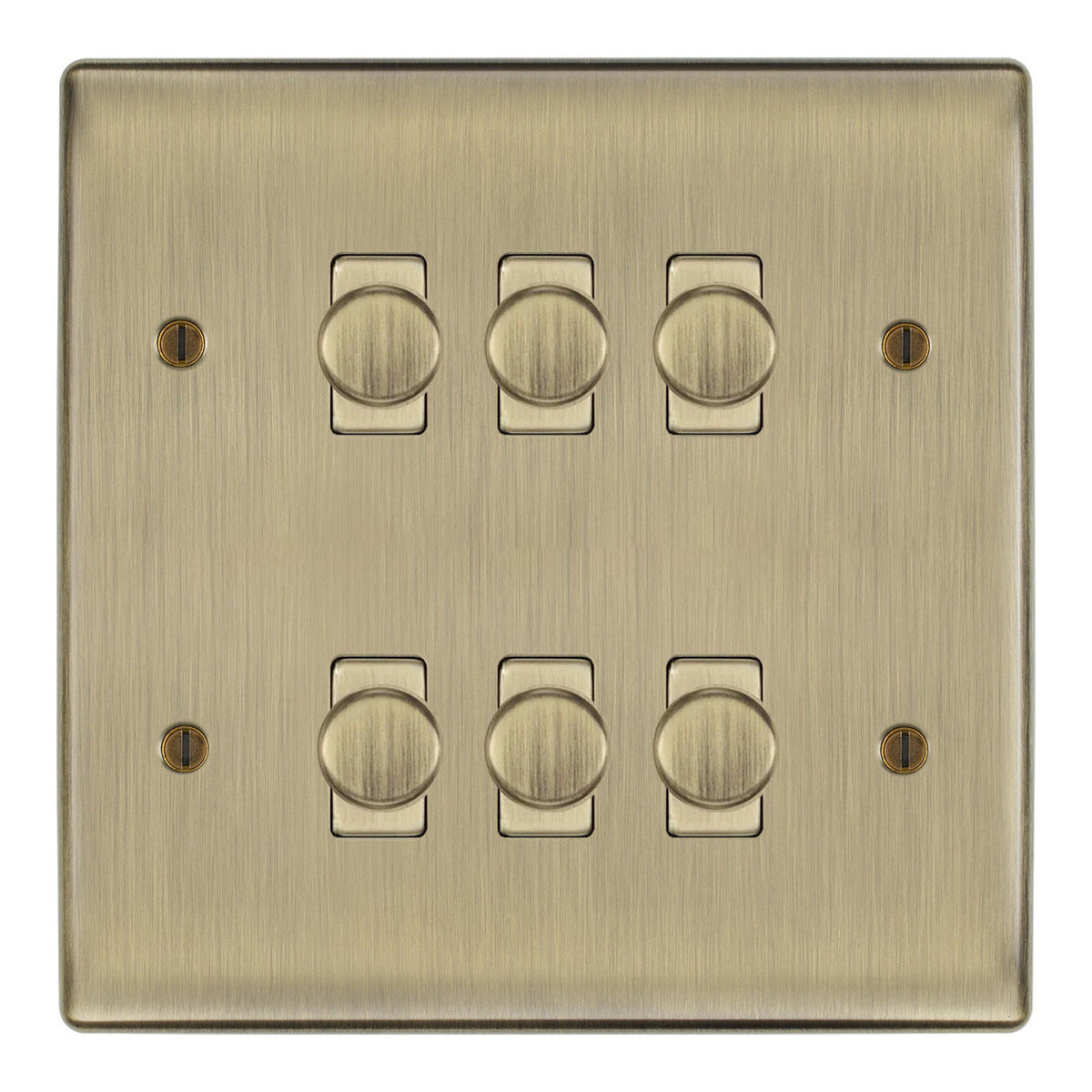 BG Antique Brass 6 Gang 2 Way Trailing Edge Dimmer LED Custom Grid ...