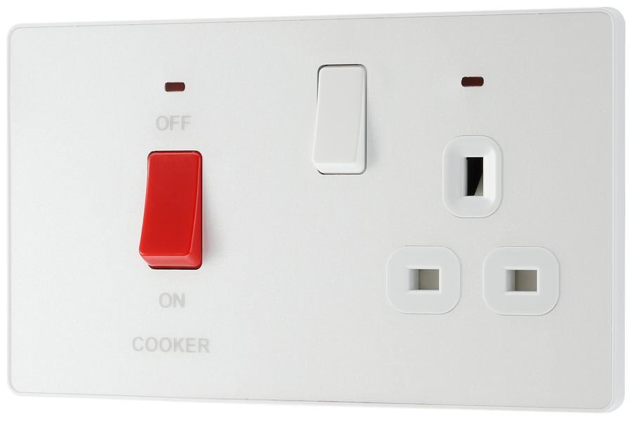 BG PCDCL70W Pearlescent White Evolve 45A 2 Pole Cooker Control Unit 13A ...