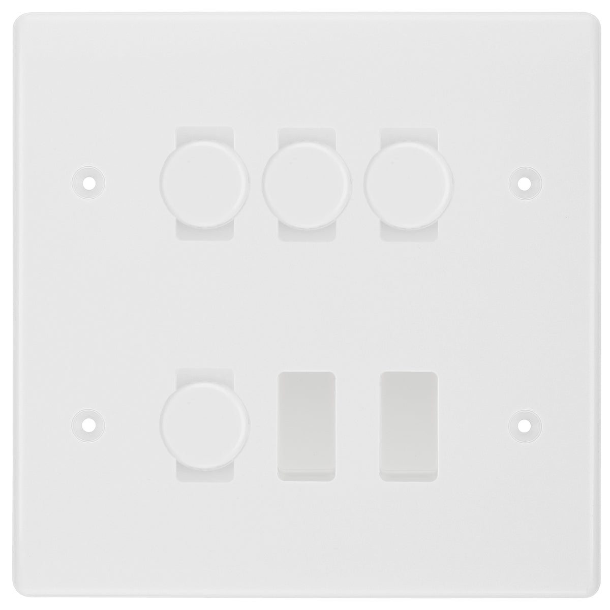 BG Nexus White Moulded 6 Gang Switch 4x Trailing Edge LED Dimmer 2x ...