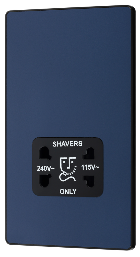 BG PCDDB20B Matt Blue Evolve 115-240V Dual Voltage Shaver Socket ...
