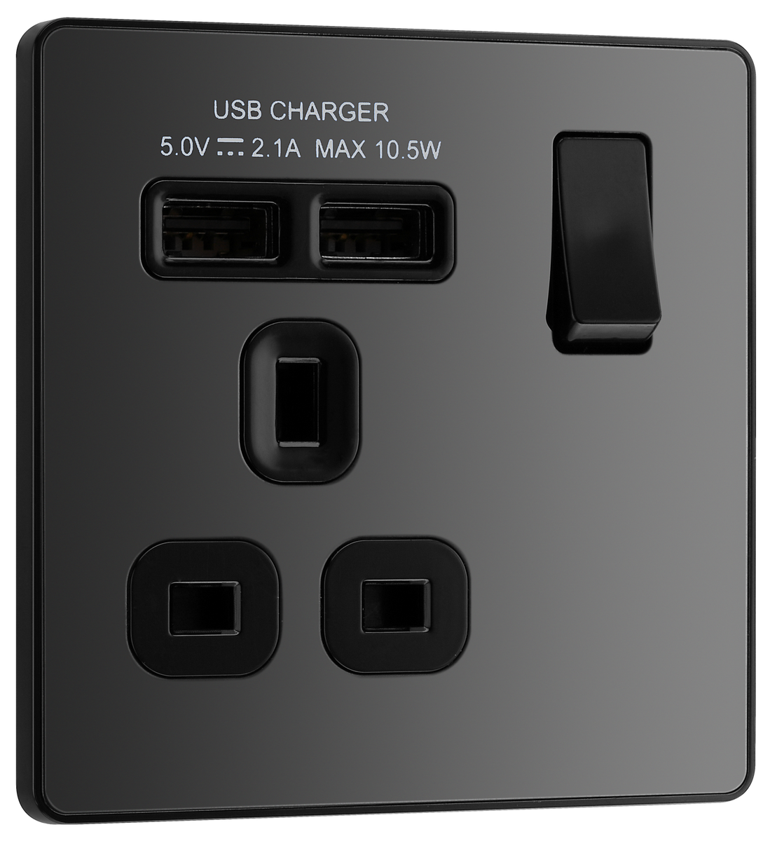 BG PCDBC21U2B Black Chrome Evolve 1 Gang 13A 2x USB-A 2.1A Switched ...
