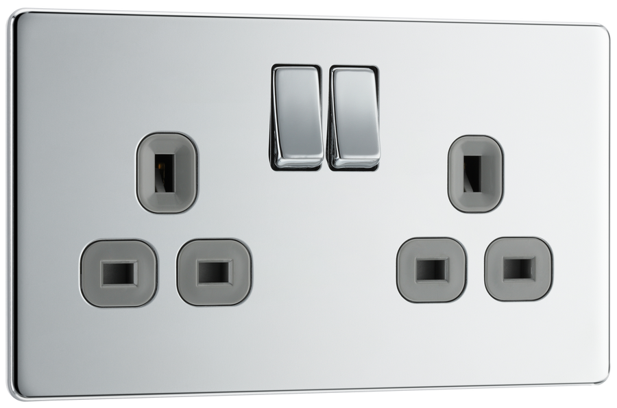 BG FPC22G Nexus Screwless Flat-Plate Double Switched Plug Socket ...