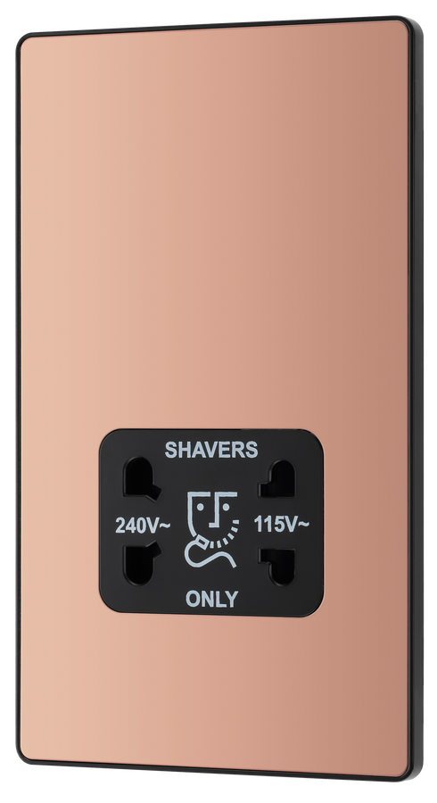 BG Evolve PCDCP20B Polished Copper 115-240V Dual Voltage Shaver Socket ...