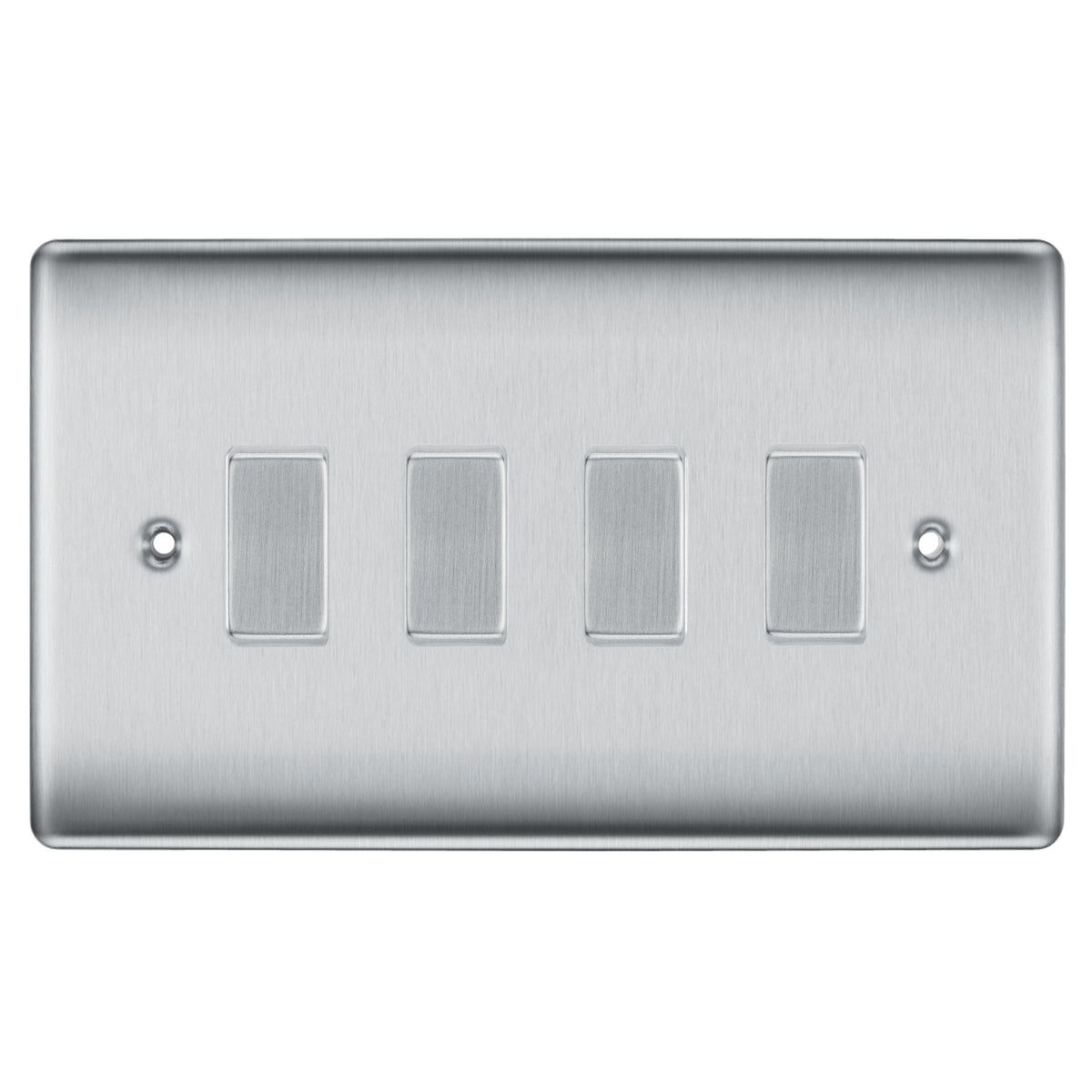 BG Brushed Steel 4 Gang light Switch in Double Format Custom Grid Satin ...