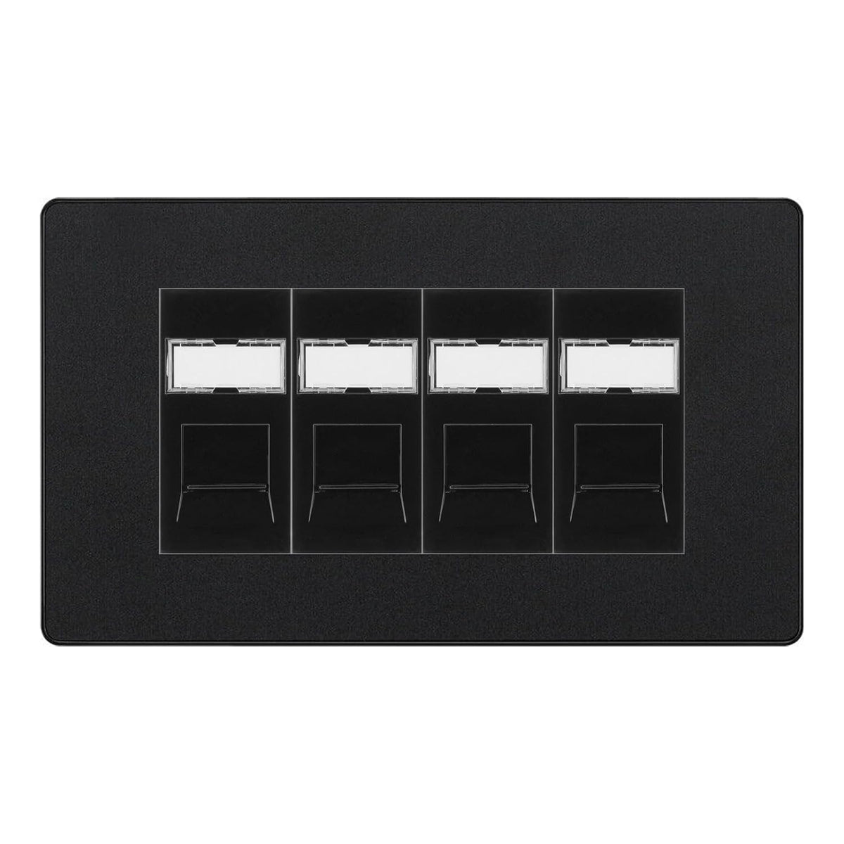 BG Evolve Matt Black 4 Gang RJ45 Cat6 Data Socket Outlet Black Inserts ...