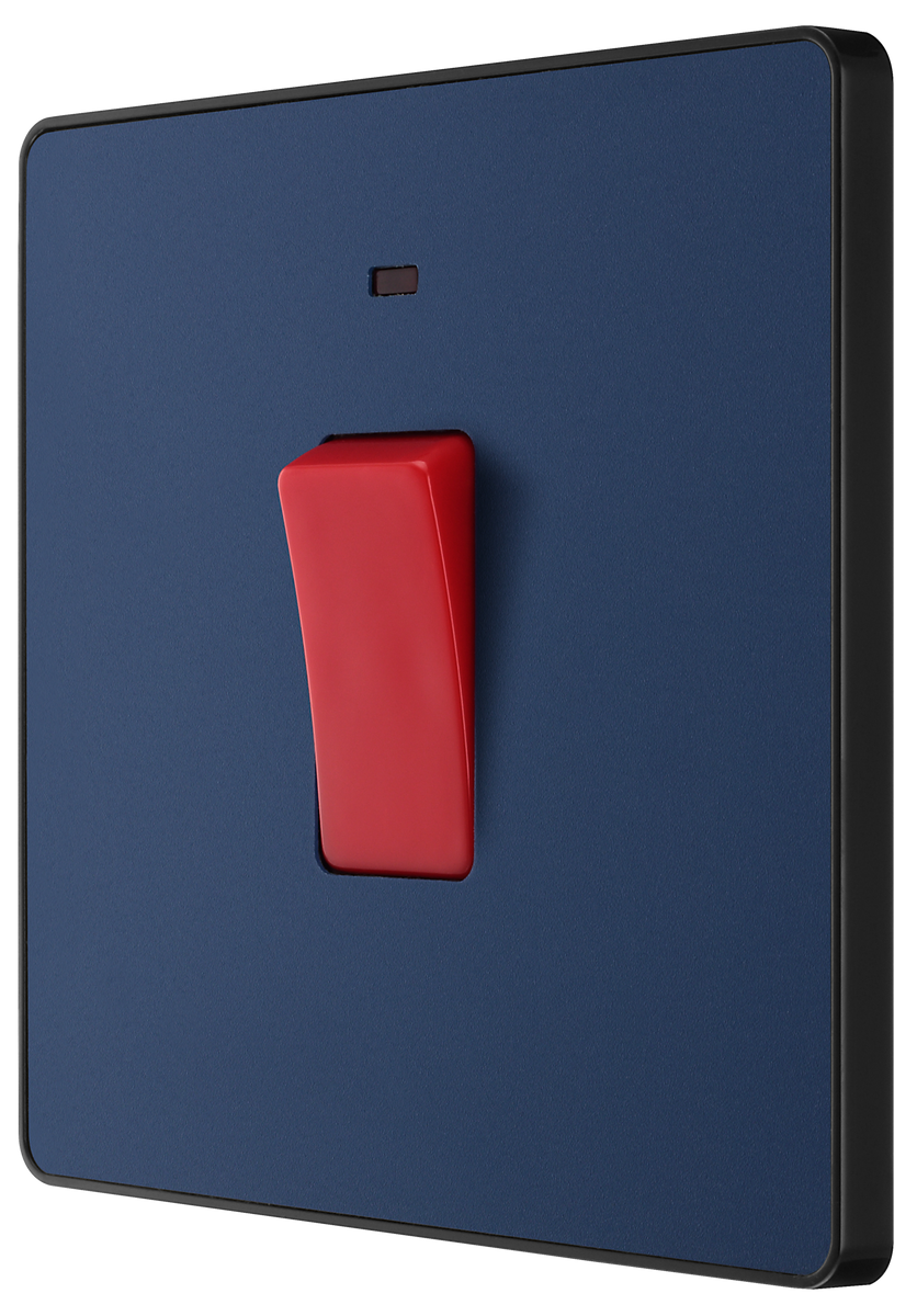 BG PCDDB74B Matt Blue Evolve 45A 2 Pole LED Switch - Black Insert – The ...