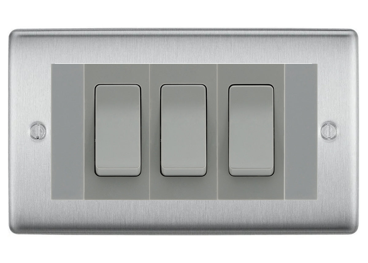 BG Nexus Brushed Steel 3G Switch 1x Intermediate 2x 2 Way Switch - Grey ...