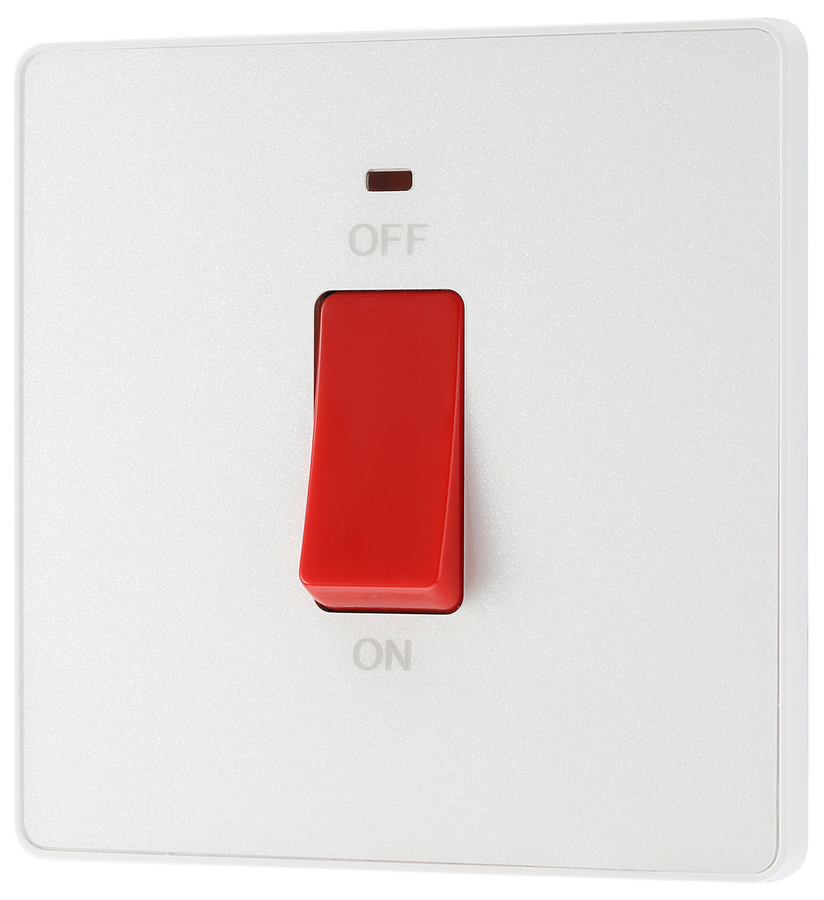 BG PCDCL74W Pearlescent White Evolve 45A 2 Pole LED Switch - White ...