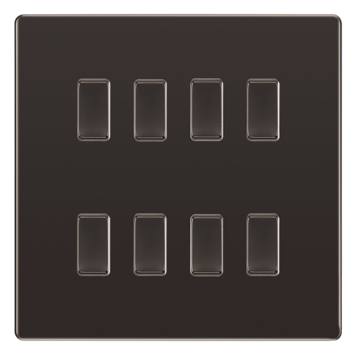 BG Black Nickel Screwless Flat Plate 8 Gang Light Switch Custom Switch ...