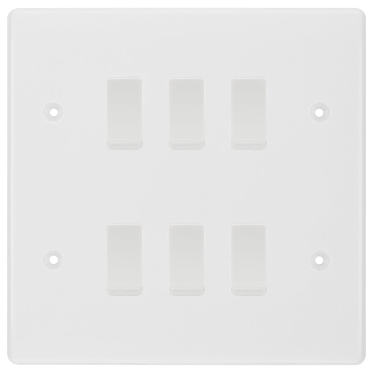 BG White 6 Gang 2 Way Custom Grid Light Switch with Back Box Included ...