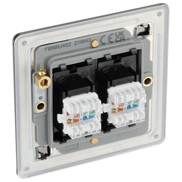 BG FBNRJ452 Nexus Screwless Flat-Plate Double RJ45 Data Outlet Black ...