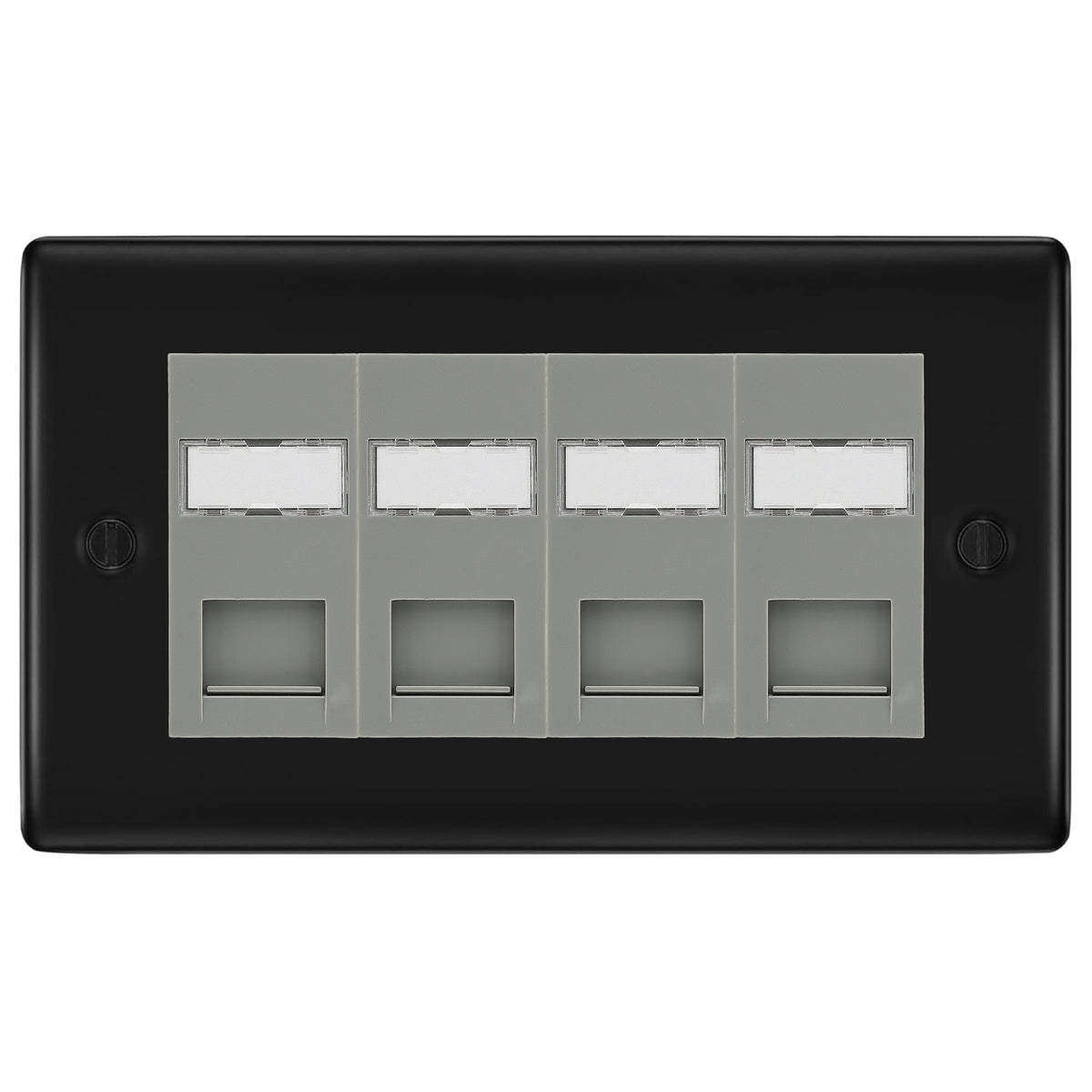 BG Nexus Matt Black 4 Gang RJ45 Cat5e Data Socket Grey Inserts – The ...