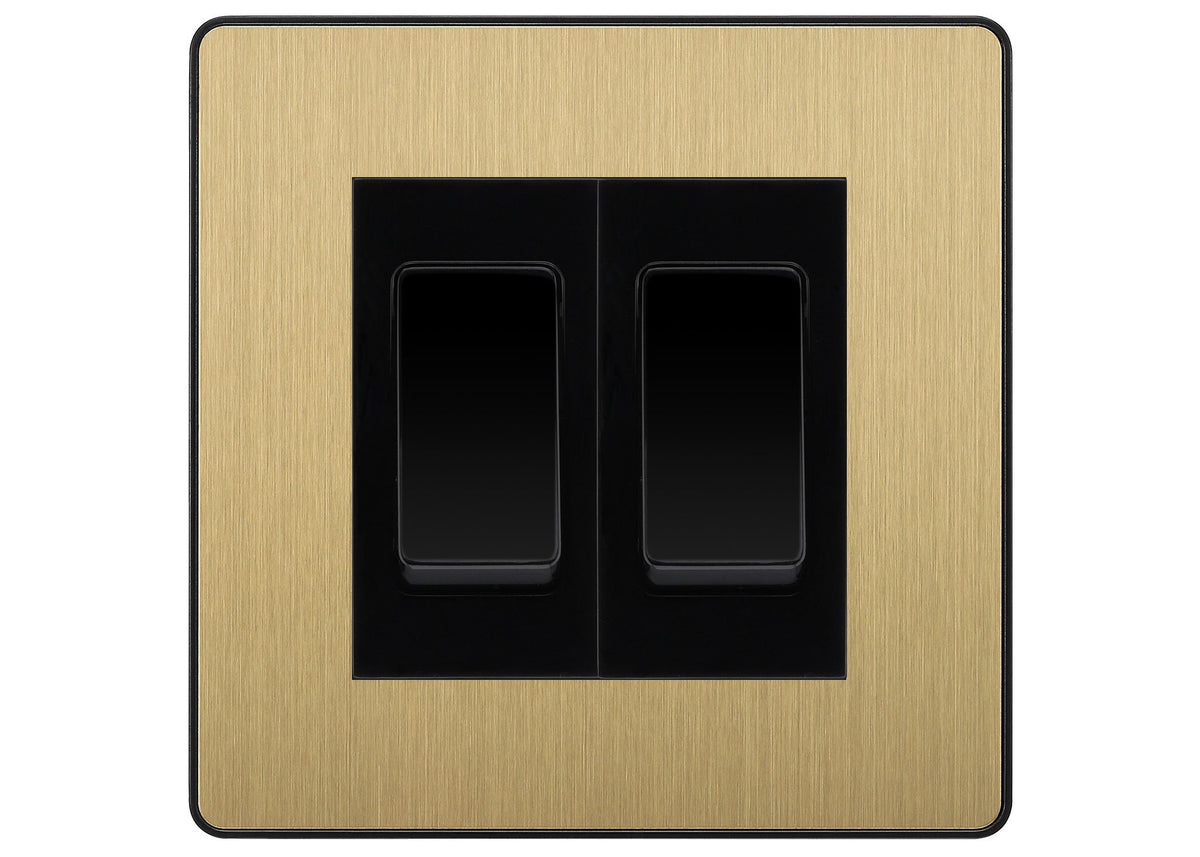 BG Evolve Satin Brass 2 Gang Intermediate Light Switch Custom Grid ...