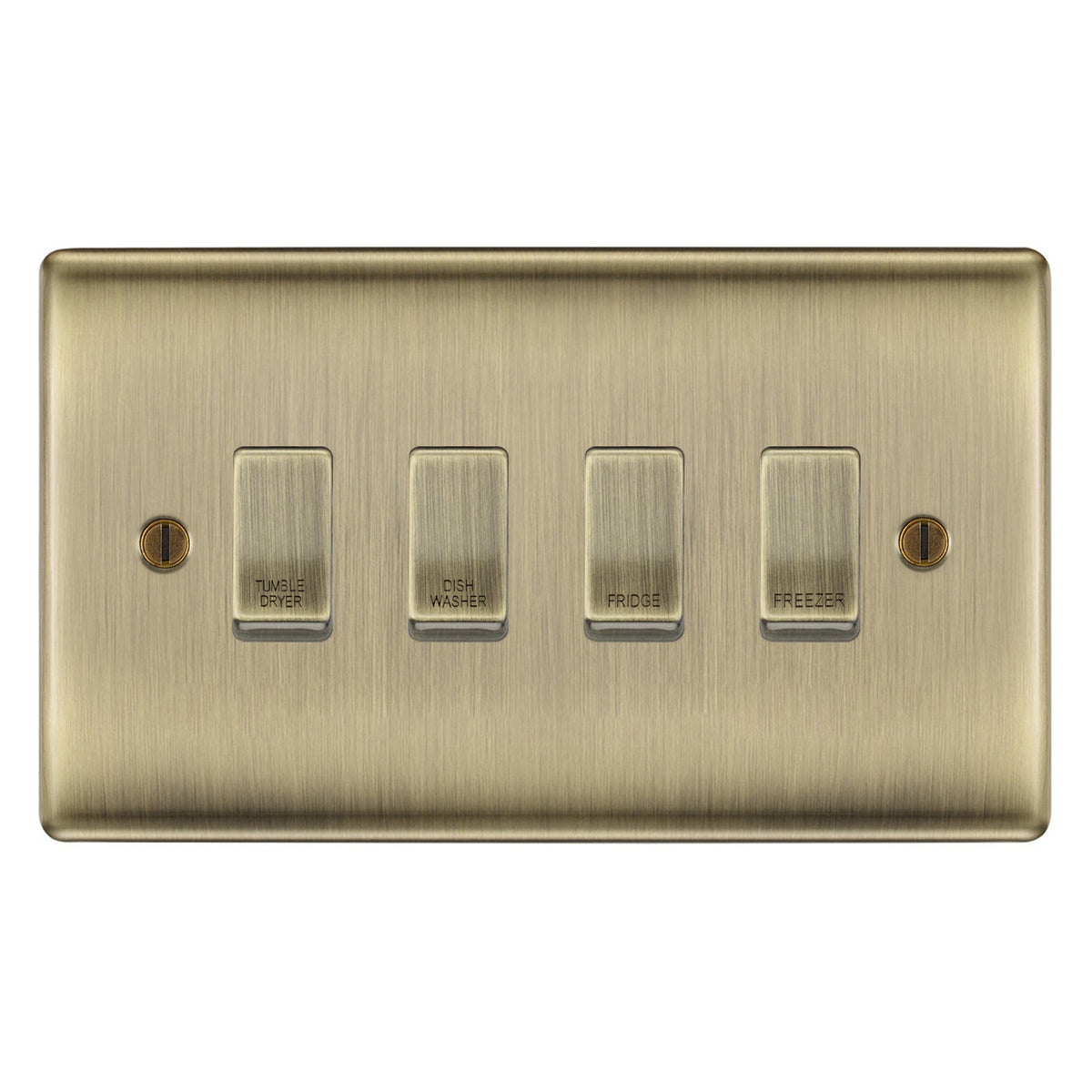 BG Antique Brass Custom Grid Switch Panel Labelled Kitchen Appliance 4 ...