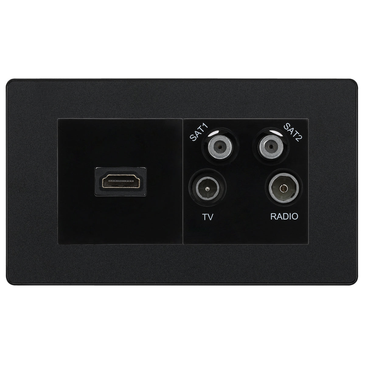 BG Evolve Matt Black 4G Faceplate with HDMI + TV/FM/SAT Module - Black ...