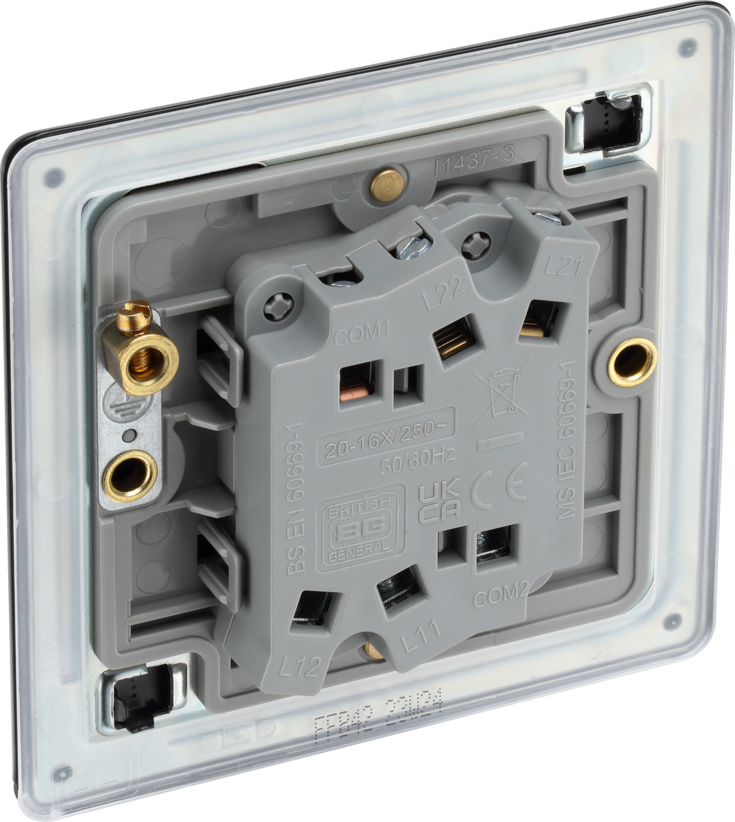 BG Nexus Flatplate Screwless Matt Black Double Light Switch FFB42 20 ...