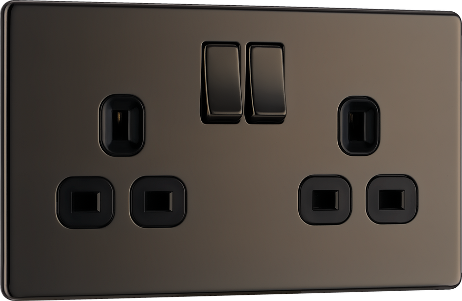 BG FBN22B Nexus Screwless Flat-Plate Double Switched Plug Socket 13A ...