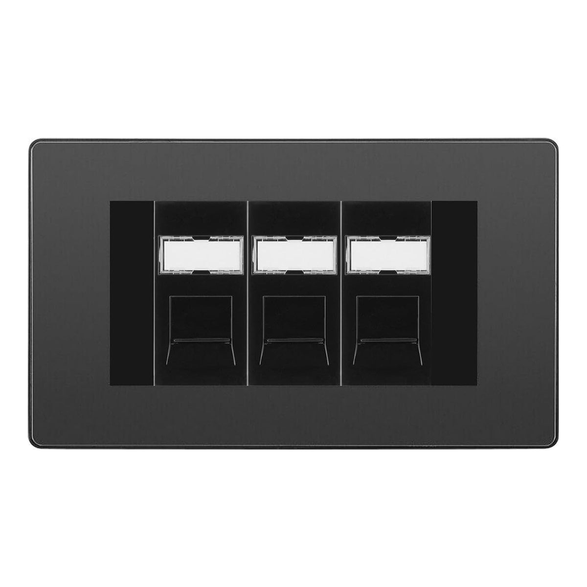BG Evolve Black Chrome 3 Gang RJ45 Cat6 Data Socket Outlet Black ...
