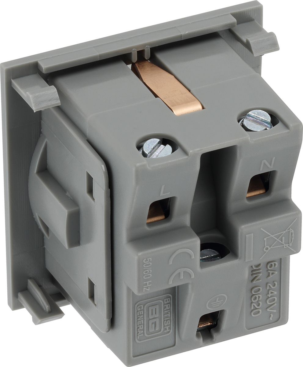 BG EMSCHSG Euro Module 16A Schuko Unswitched Socket - Grey – The ...