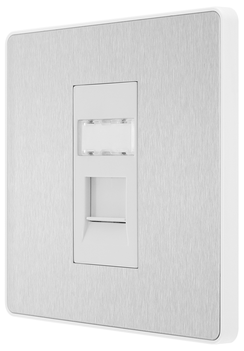 BG PCDBSRJ451W Brushed Steel Evolve RJ45 Cat6 Data Outlet - White ...