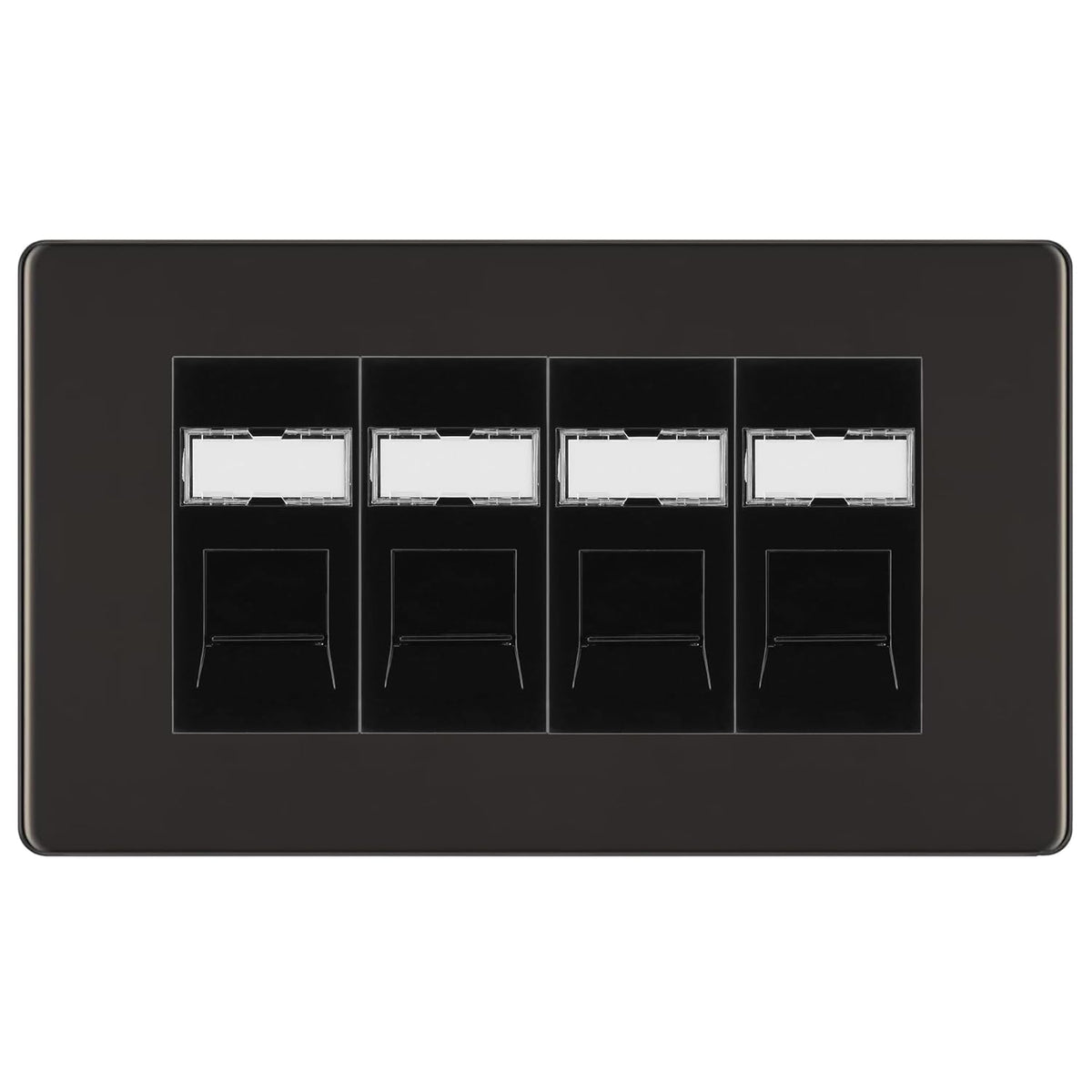 BG Screwless Black Nickel 4 Gang RJ45 Cat6 Data Socket Outlet Black ...