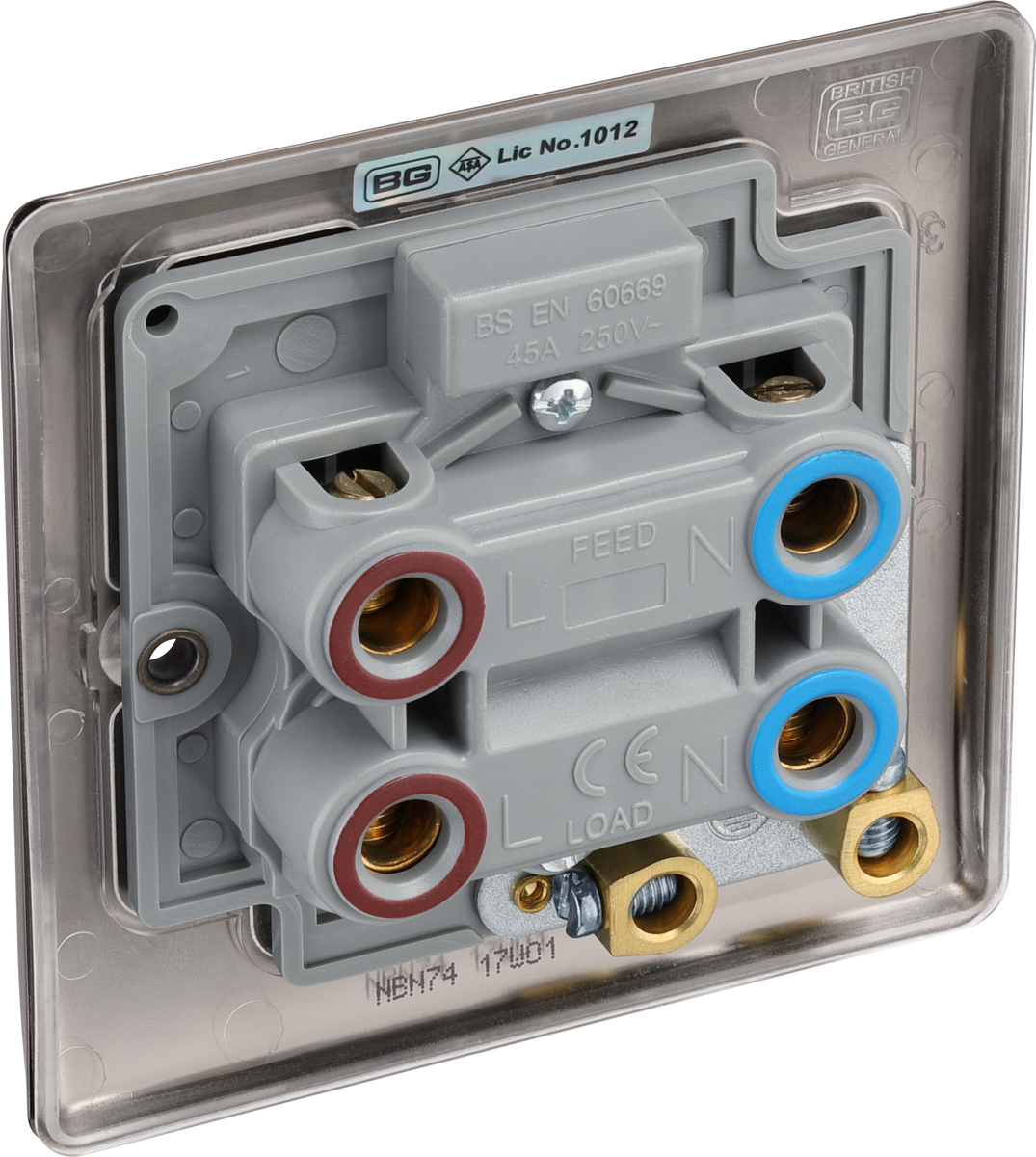 BG NBN74 Nexus Metal Black Nickel 45A 2 Pole Neon Cooker Switch – The ...