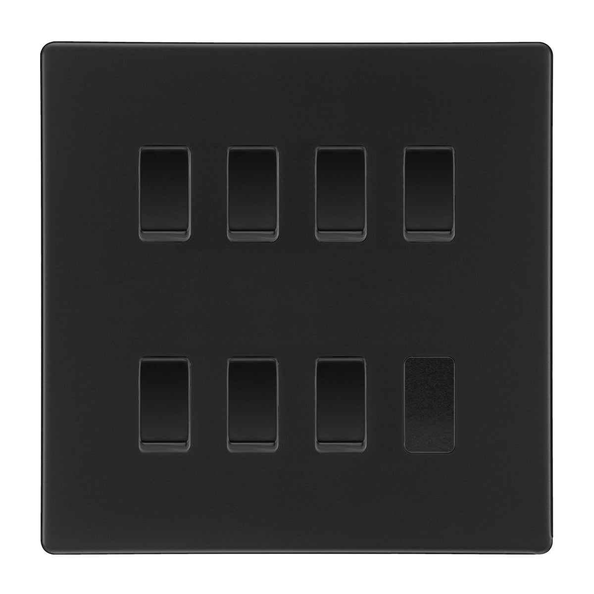 BG Screwless Flatplate Matt Black 7 Gang Light Switch 2 Way Custom Grid ...