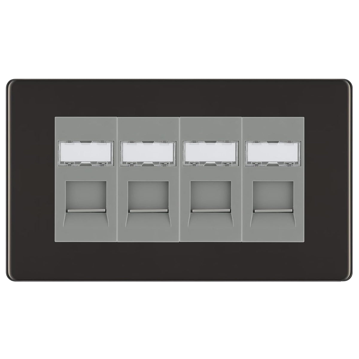 BG Screwless Black Nickel 4 Gang RJ45 Cat6 Data Socket Outlet Grey ...