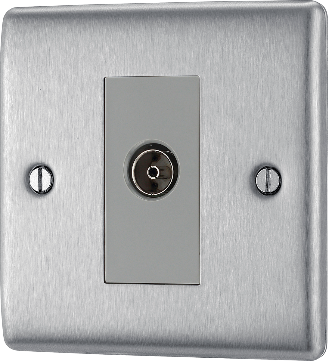 BG NBS62 Nexus Isolated co-axial,1 gang Brushed Steel Satellite Socket ...