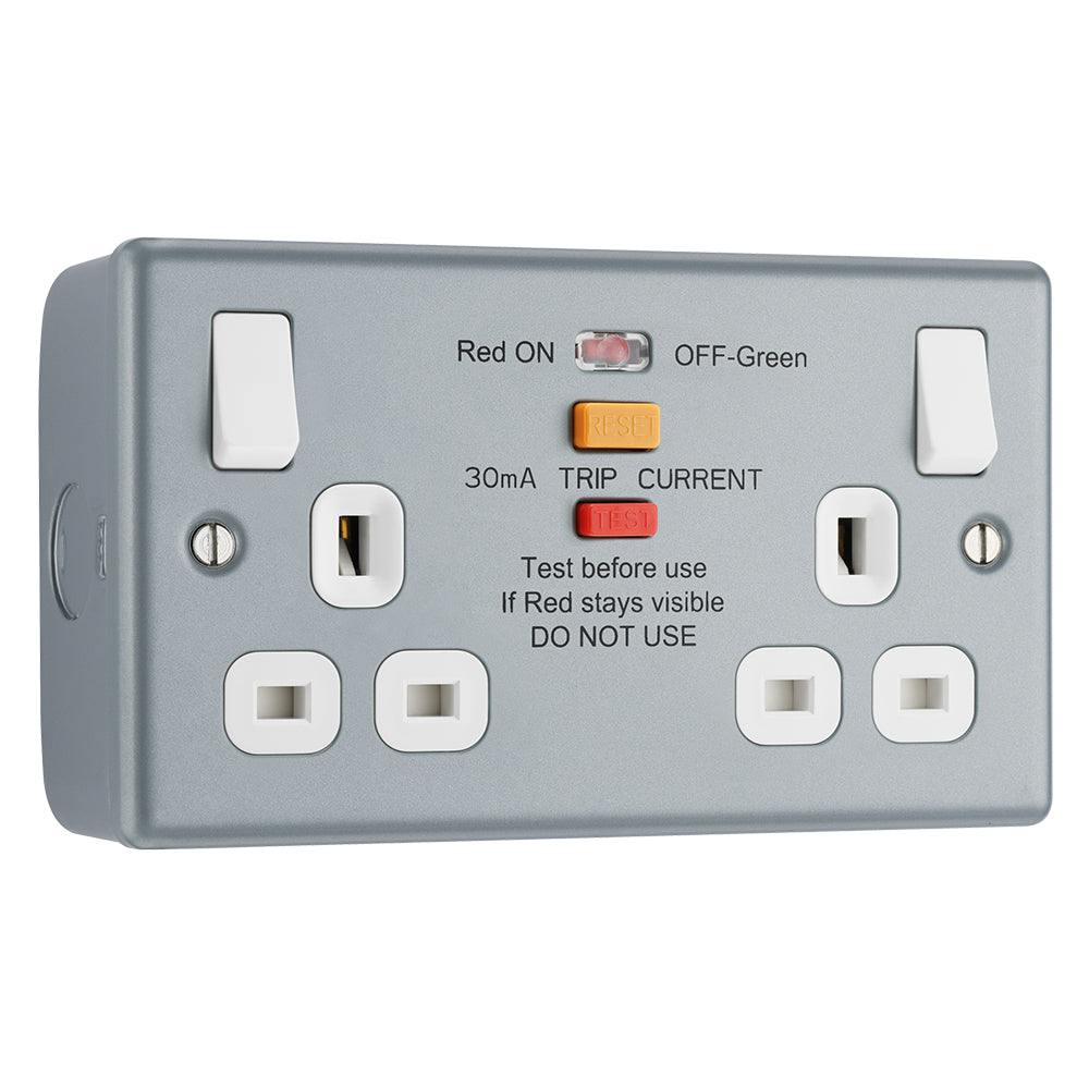 BG MC522ARCD Metal Clad 13A 2G SP Type A RCD Protection Switched Socket ...