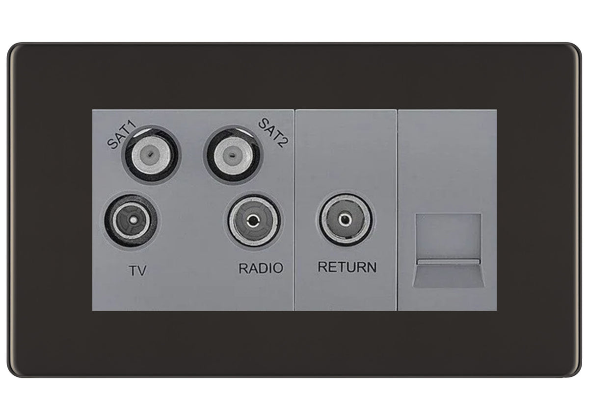 BG Screwless Black Nickel Quadplex Combination TV Socket FBN69G – The ...