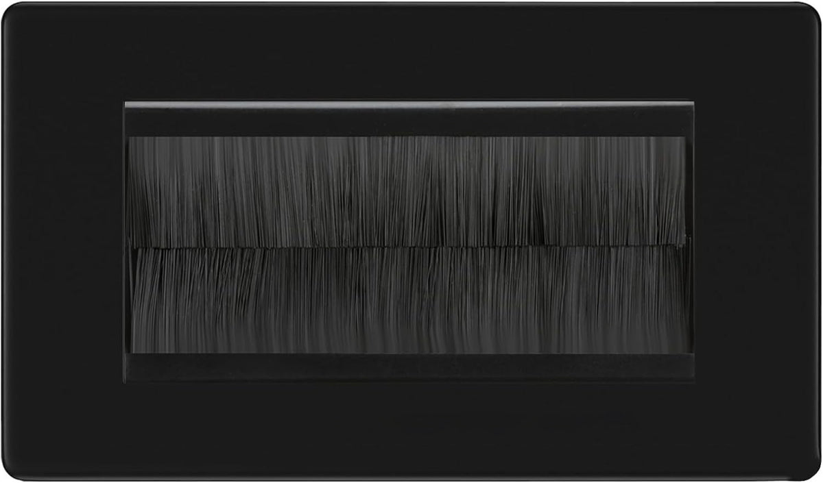 BG Screwless Matt Black Double 4 Gang Brush Cable Entry Wall Plate ...