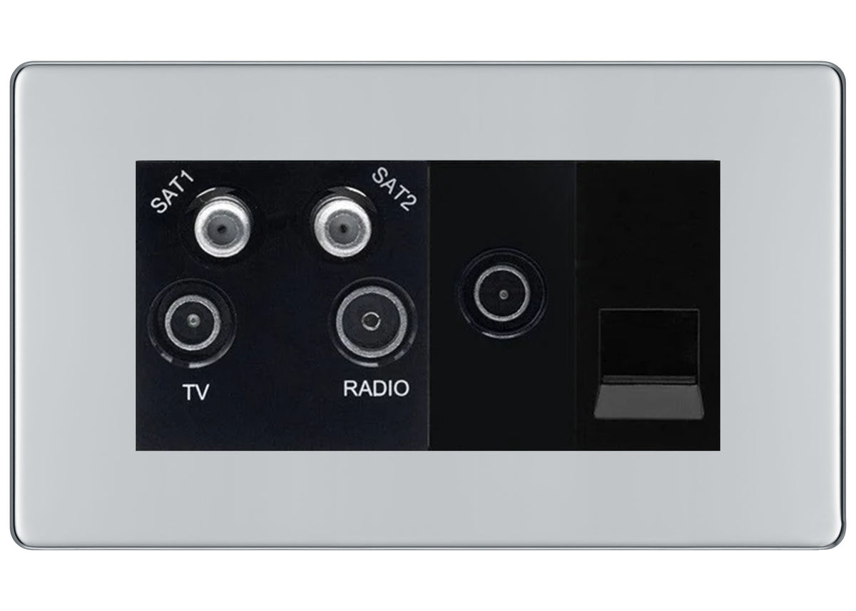 BG Screwless Polished Chrome Quadplex Combination TV Socket FPC69B ...