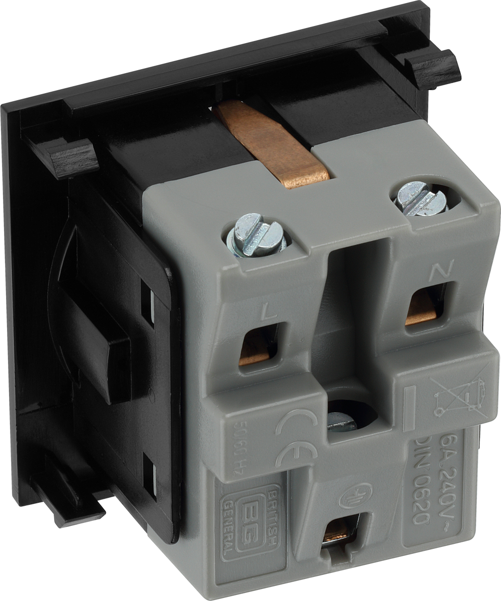 BG EMSCHSB Euro Module 16A Schuko Unswitched Socket - Black – The ...