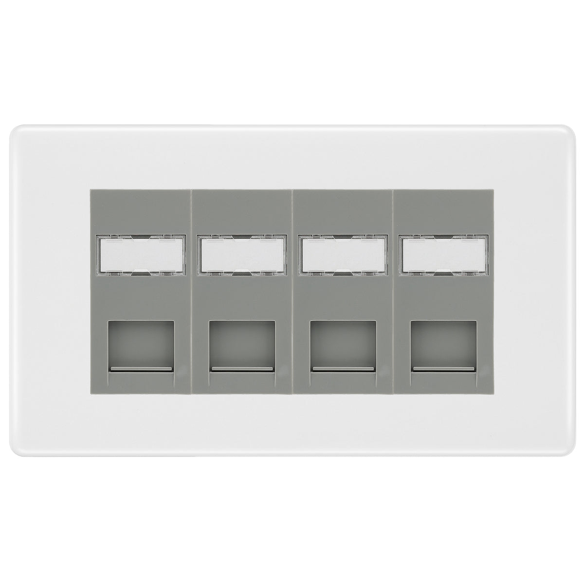 BG White Moulded 4 Gang RJ45 CAT6 Data Socket Grey Inserts – The ...