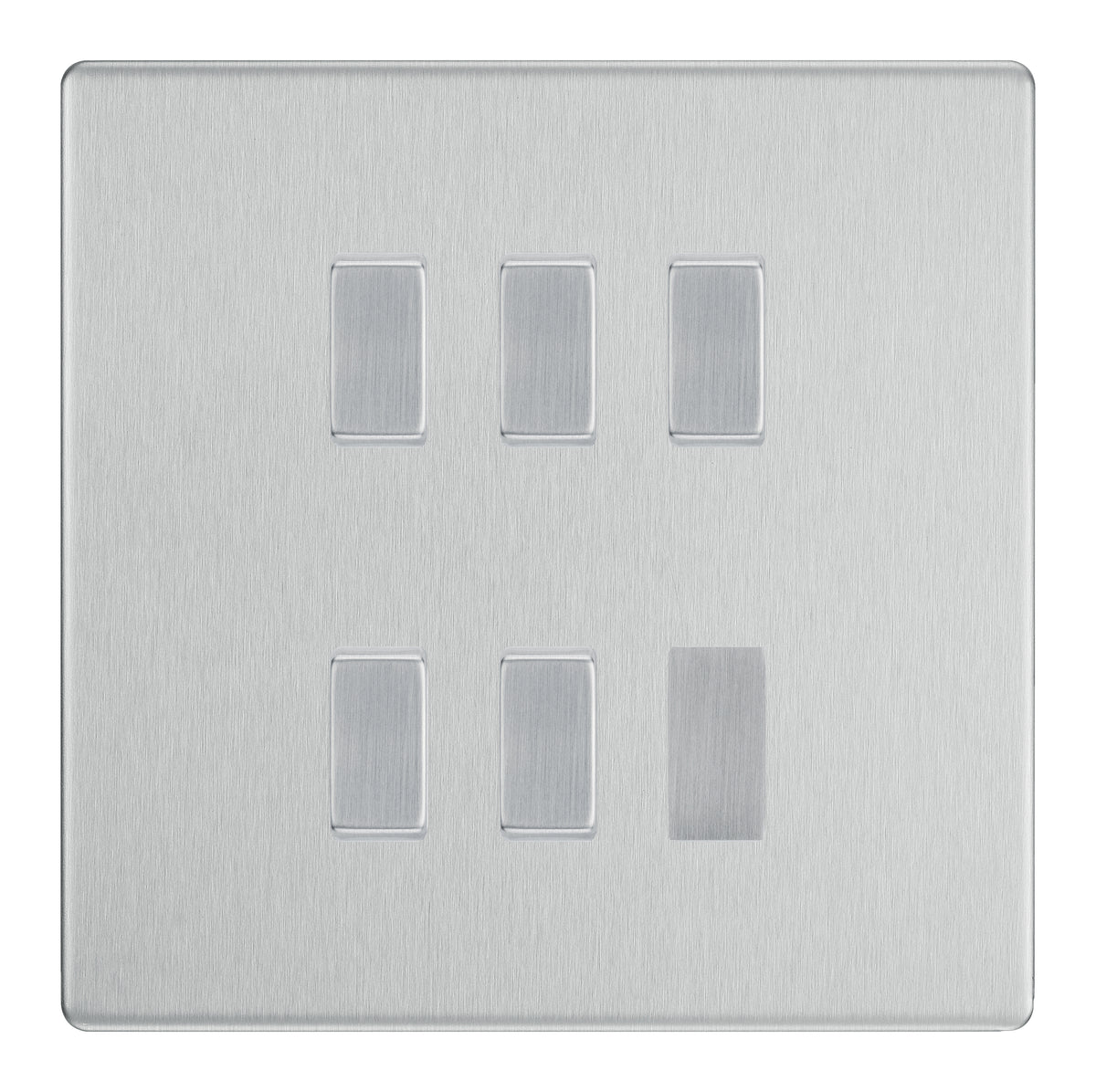 BG Brushed Steel Screwless 5 Gang Intermediate Custom Grid Light Switch ...
