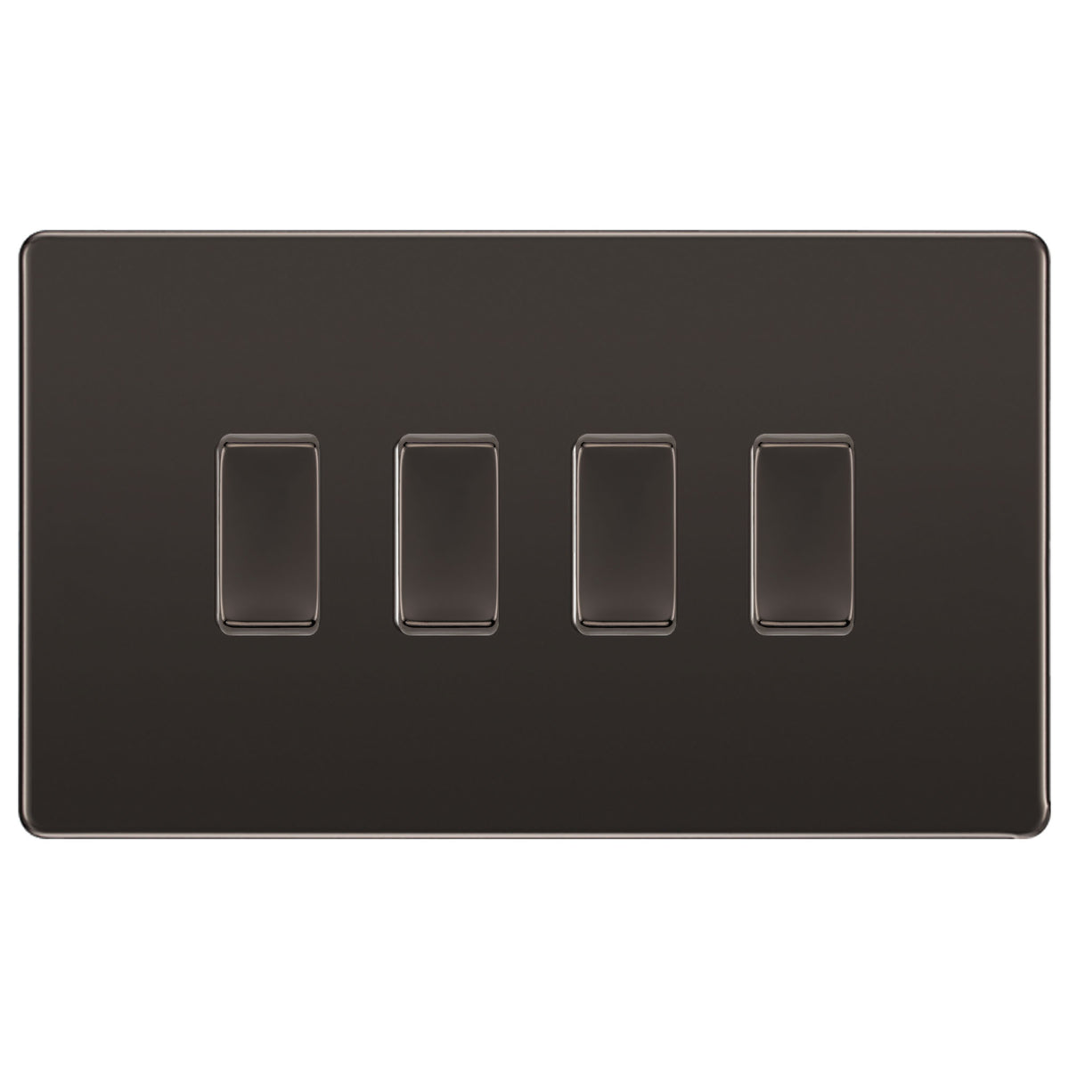 BG Black Nickel Screwless 4 Gang Light Switch in Double Format Custom ...